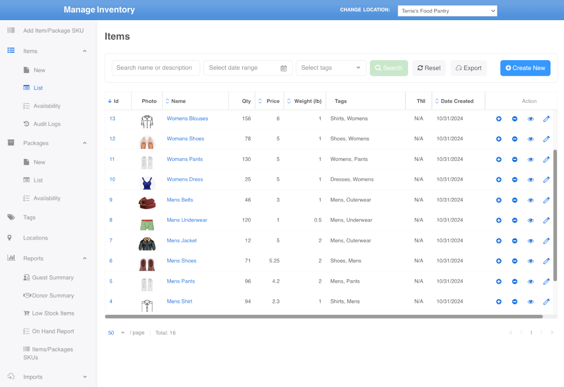 Inventory for your food Pantry | FoodBank Manager